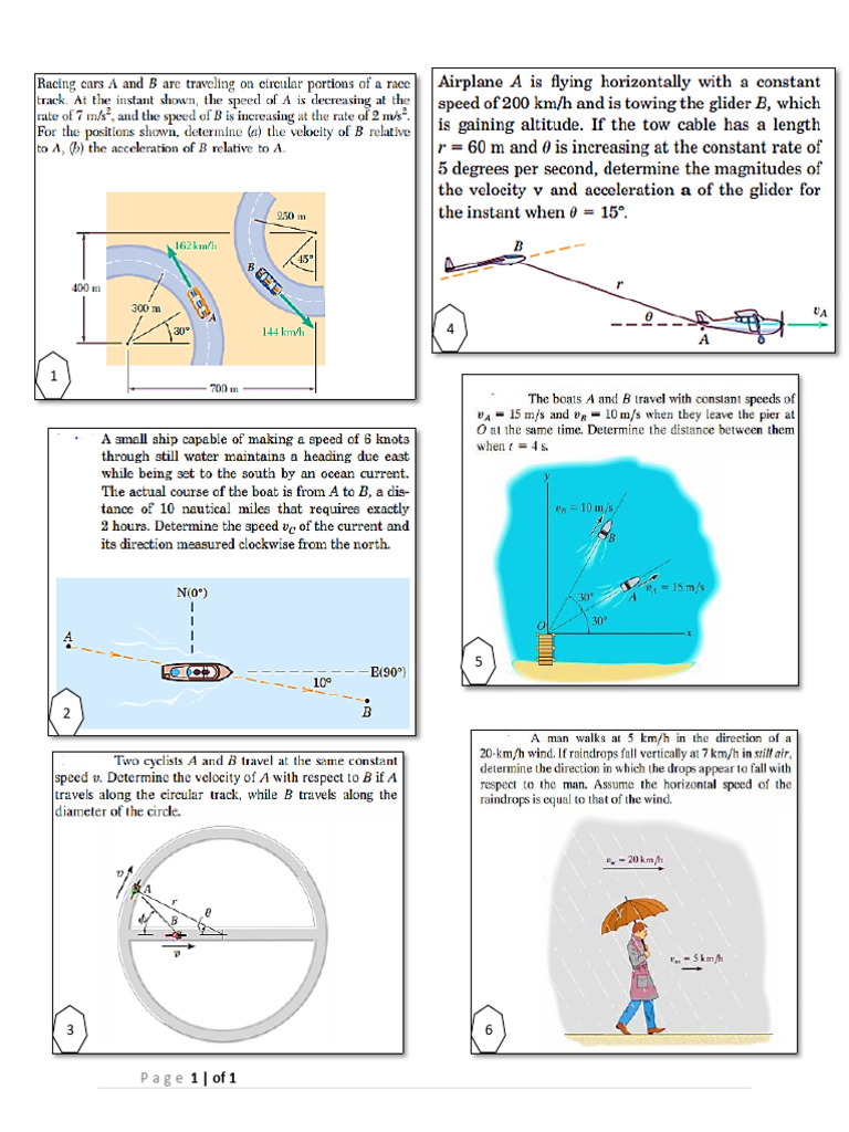 Worksheet CH2 Relative Motion | PDF