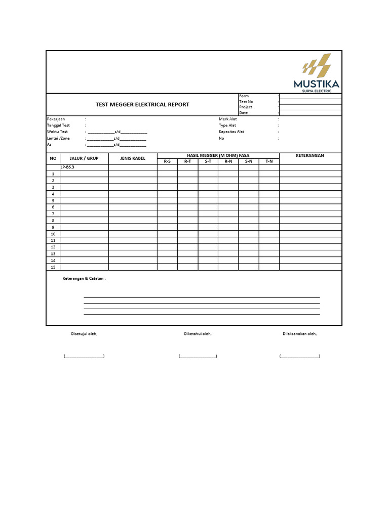 Report Test Megger-1 | PDF | Teknologi & Rekayasa