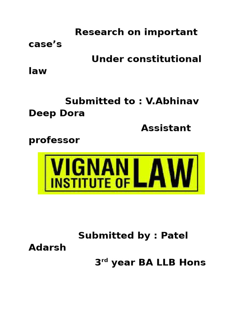 Minerva Mills Case: Basic Structure Doctrine | PDF | Constitution ...