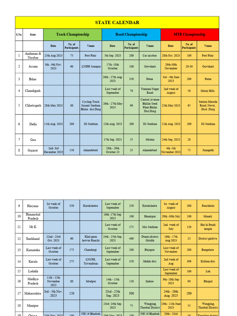 Calendar-STATE-CALENDAR (1) | PDF | South Asia | Asia