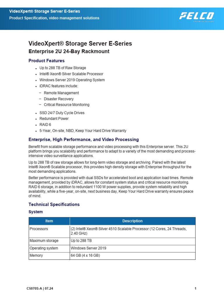 VX Storage e Series Specification Sheet en | PDF | Solid State Drive ...