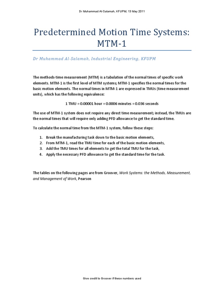 MTM 1 System | Physics & Mathematics | Physics
