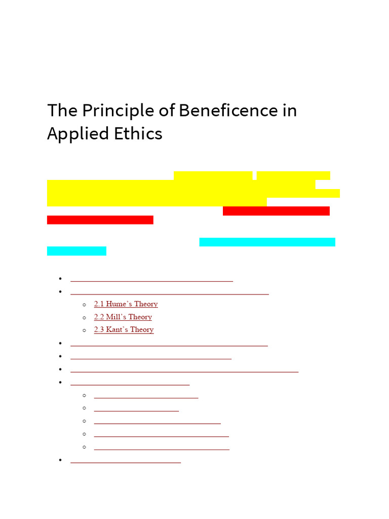 The Principle of Beneficence in Applied Ethics | PDF | Utilitarianism ...