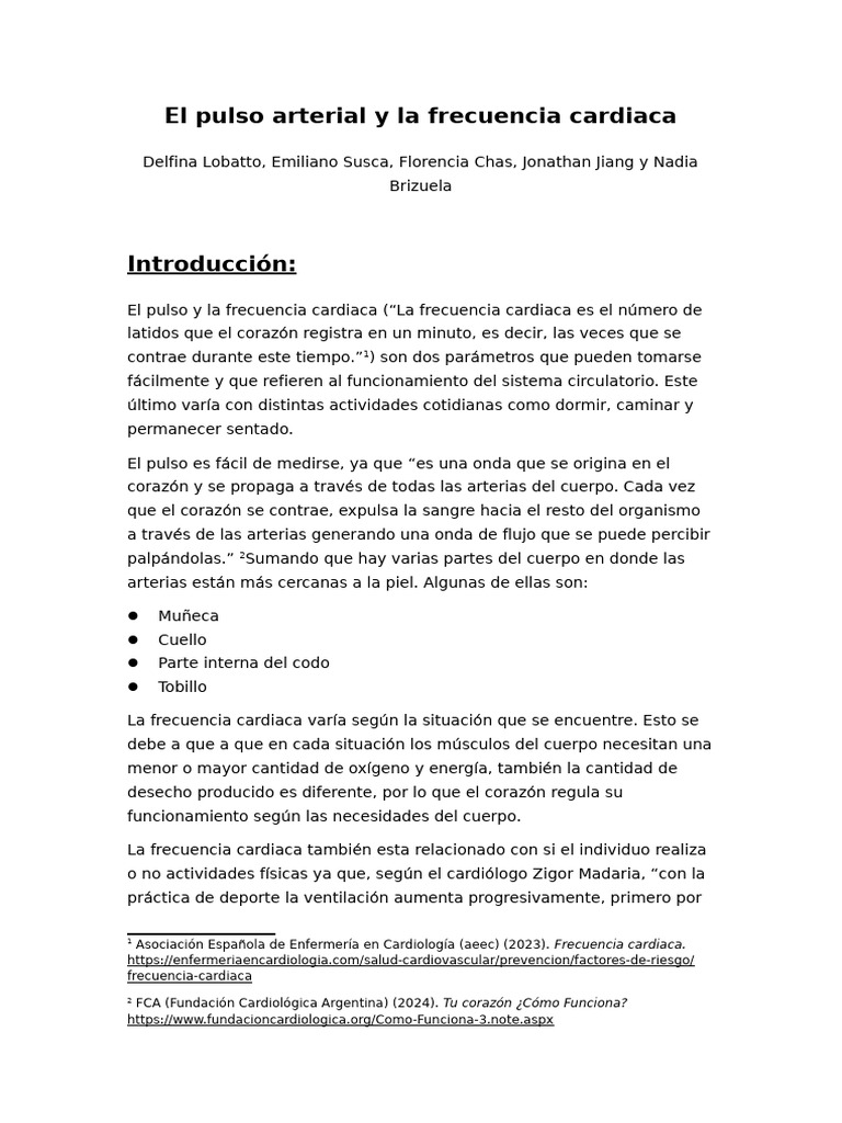 El Pulso Arterial y La Frecuencia Cardiaca-3 | PDF | Legumbres | Corazón