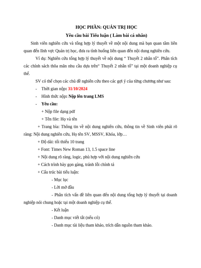 Tiá U Luáº N - HP QTH k50 | PDF