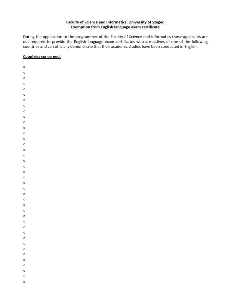 English Exam Exemption Criteria for Applicants | PDF