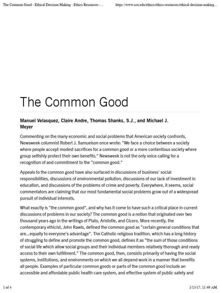 The Common Good | PDF | Common Good The Common Good | PDF | Common Good