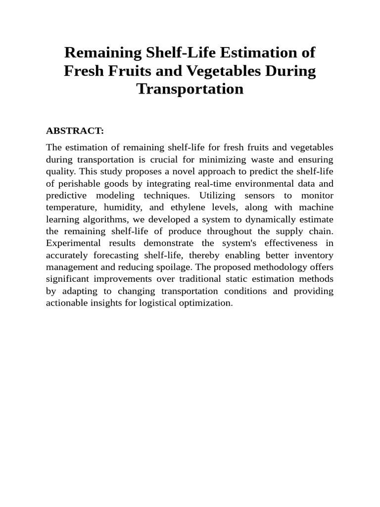 Remaining Shelf-Life Estimation of Fresh Fruits and Vegetables During ...