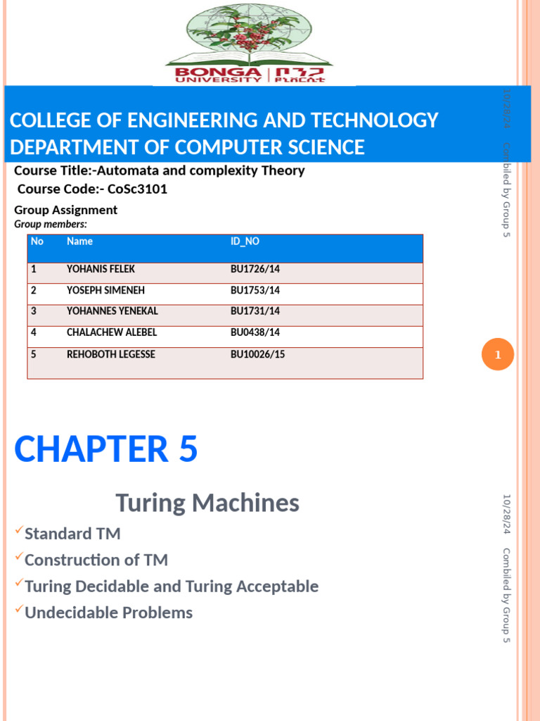 Turing Machine Group 5 Assignment | PDF | Applied Mathematics | Computability Theory