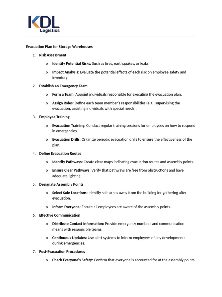 Warehouse Emergency Evacuation Plan | PDF