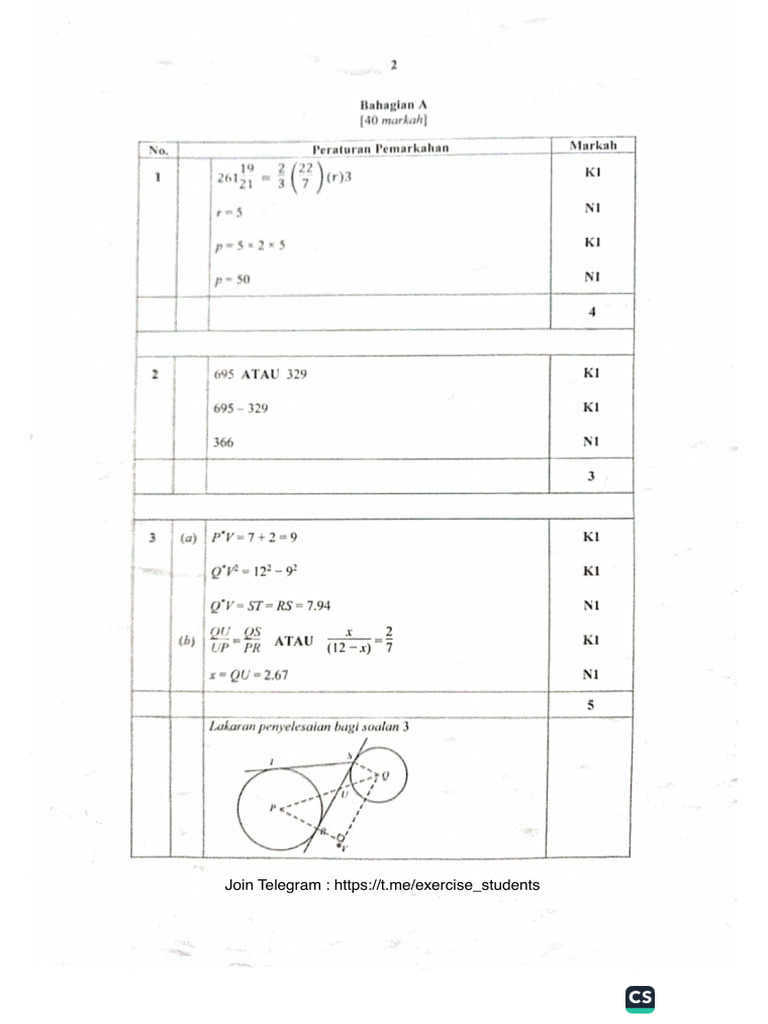 Skema Trial Maths K2 2024 SPM NS | PDF