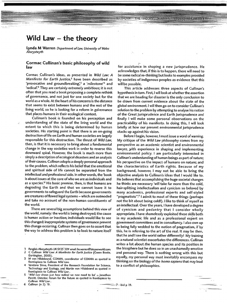 Warren Wild Law Theory | PDF