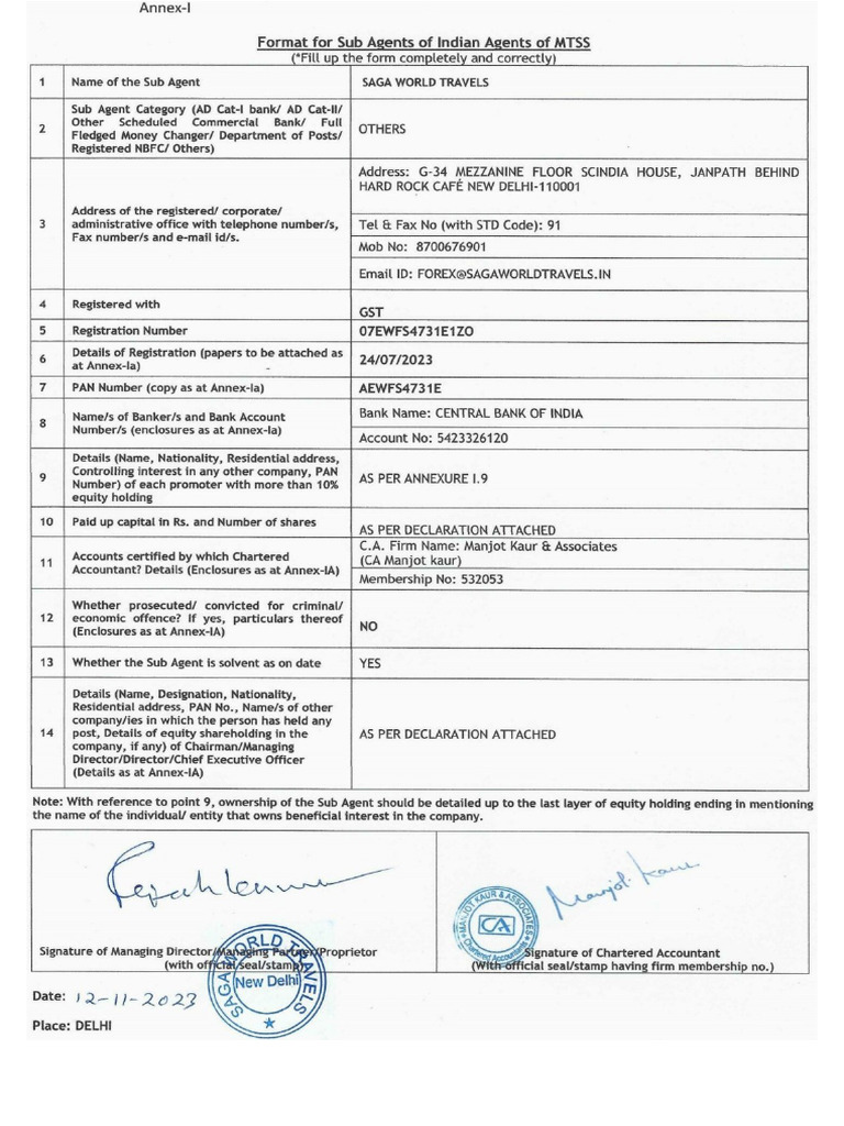 RBI ANNEXURE SWT | PDF