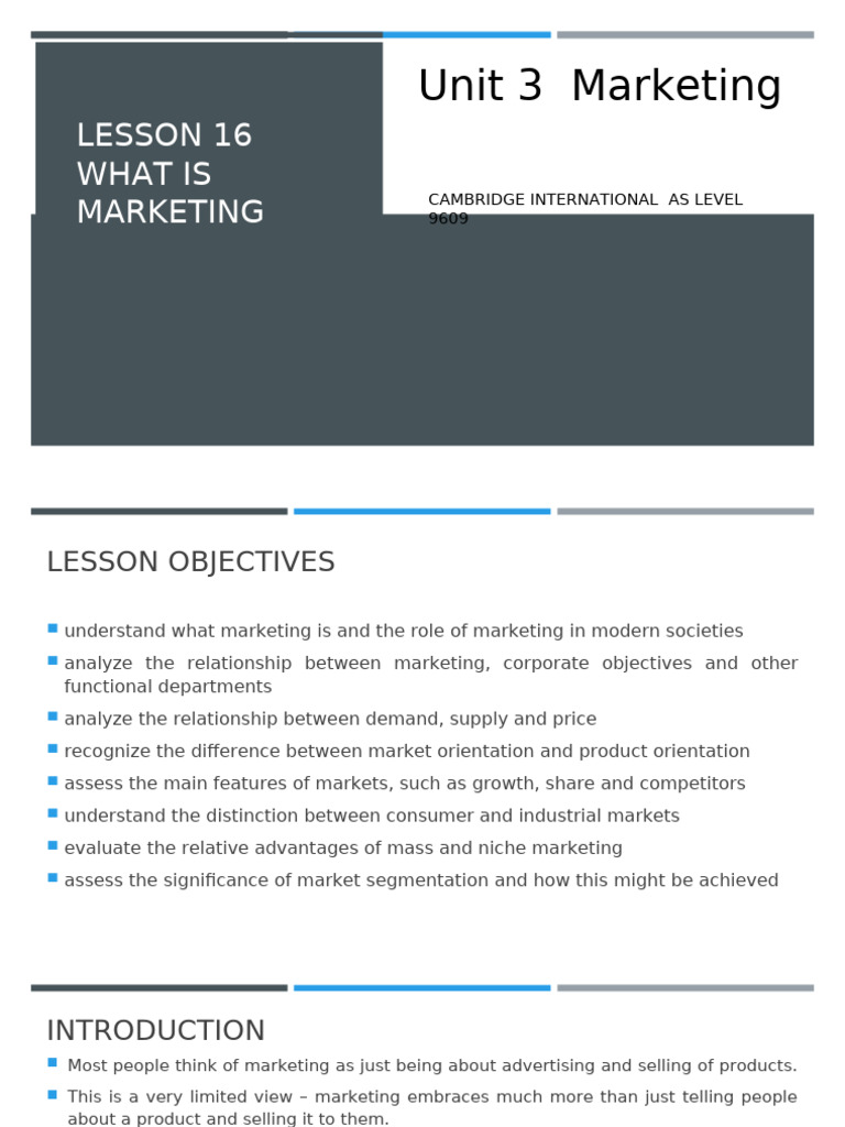 Unit 3 Lesson 16 What Is Marketing | PDF | Marketing | Demand Curve