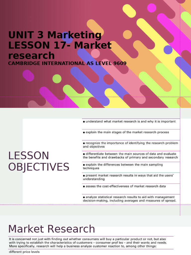 Unit 3 Lesson 17 Market Research | PDF | Sampling (Statistics) | Survey ...