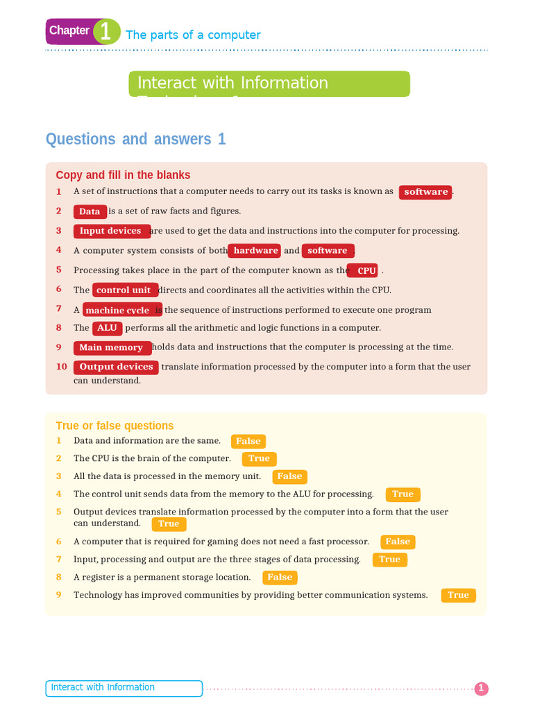 Interact With IT Book 1 Answers | PDF | Input/Output | Personal Computers