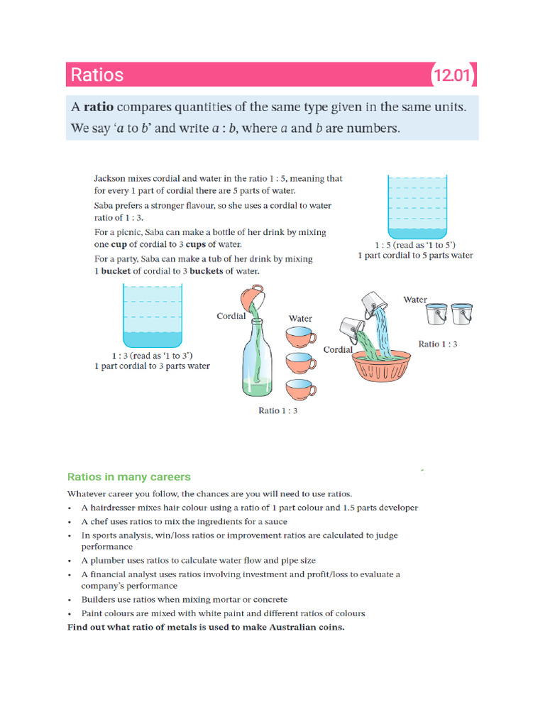 Ratios and Simplifying Ratios(Ex12.01,12.02& Ex12C) | PDF