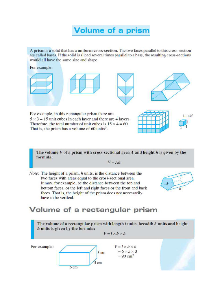 Volume of Prisms | PDF | Teaching Methods & Materials