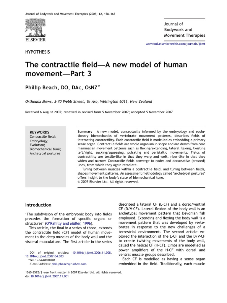 Beach, Phillip - The Contractile Field - A New Model of Human Movement ...