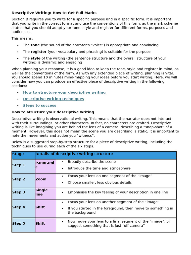 Descriptive Writing | PDF | Camera Lens | Narration