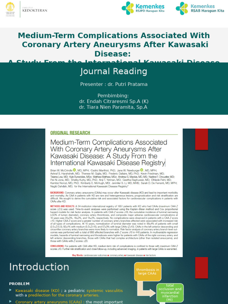 Journal Reading Kawasaki Disease | PDF | Myocardial Infarction | Angiology