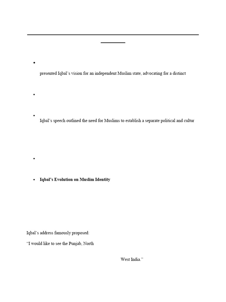 Allahabad Address: Iqbal's Vision for Pakistan | PDF | Pakistan Movement