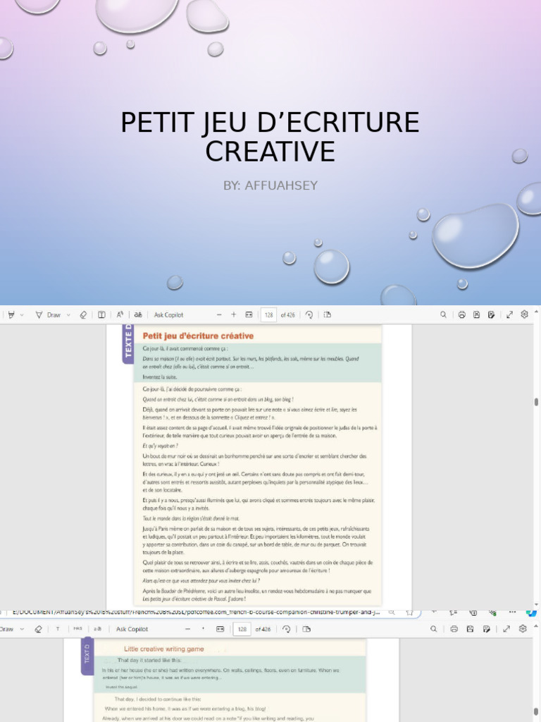 Petit Jeu D'ecriture Creative Final | PDF | Livres de cuisine ...