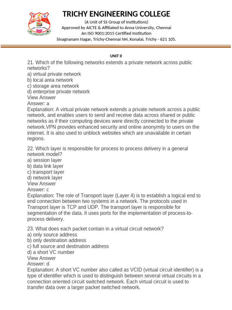 Unit 2 | PDF | Computer Network | Internet Protocol Suite