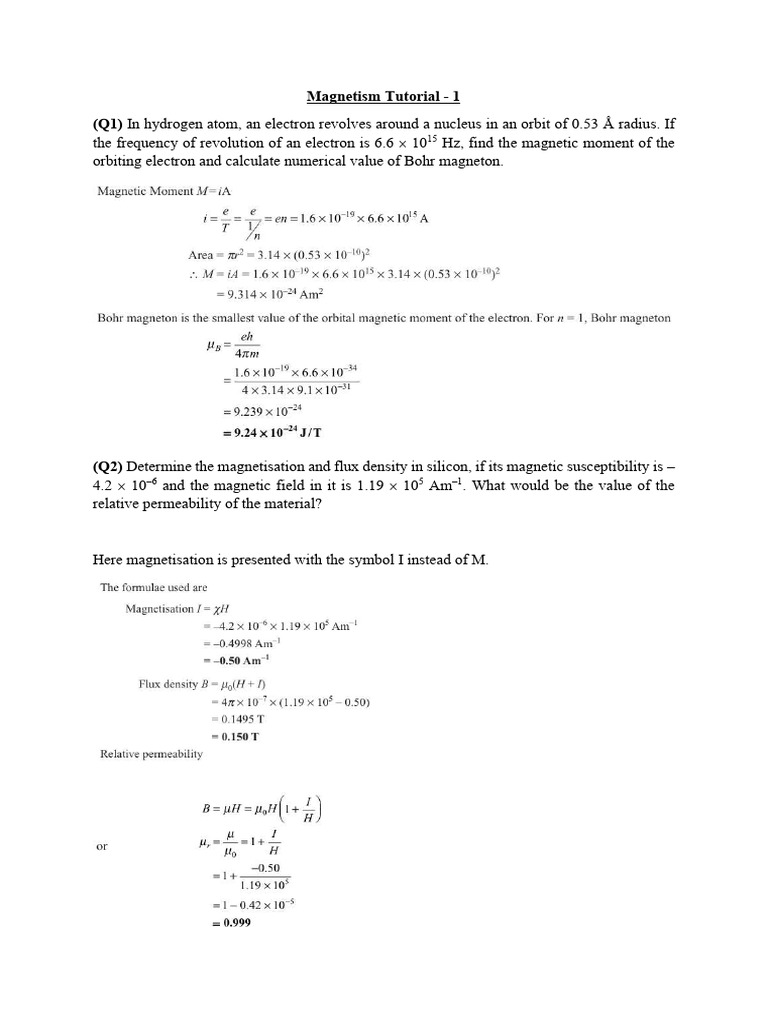 Tutorial Magnetism | PDF | Magnetization | Magnetism