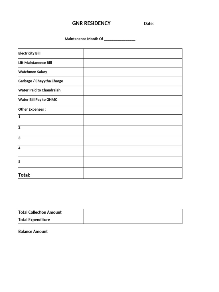 GNR Maintanence Sheet | PDF