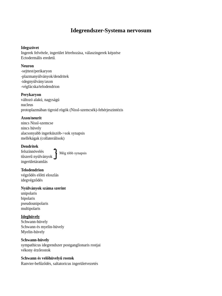 Idegrendszer | PDF