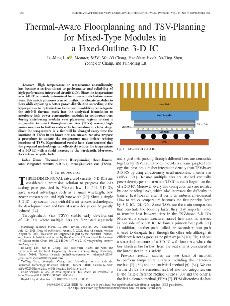 Thermal-Aware Floorplanning and TSV-Planning For Mixed-Type Modules in A Fixed-Outline 3-D IC ...