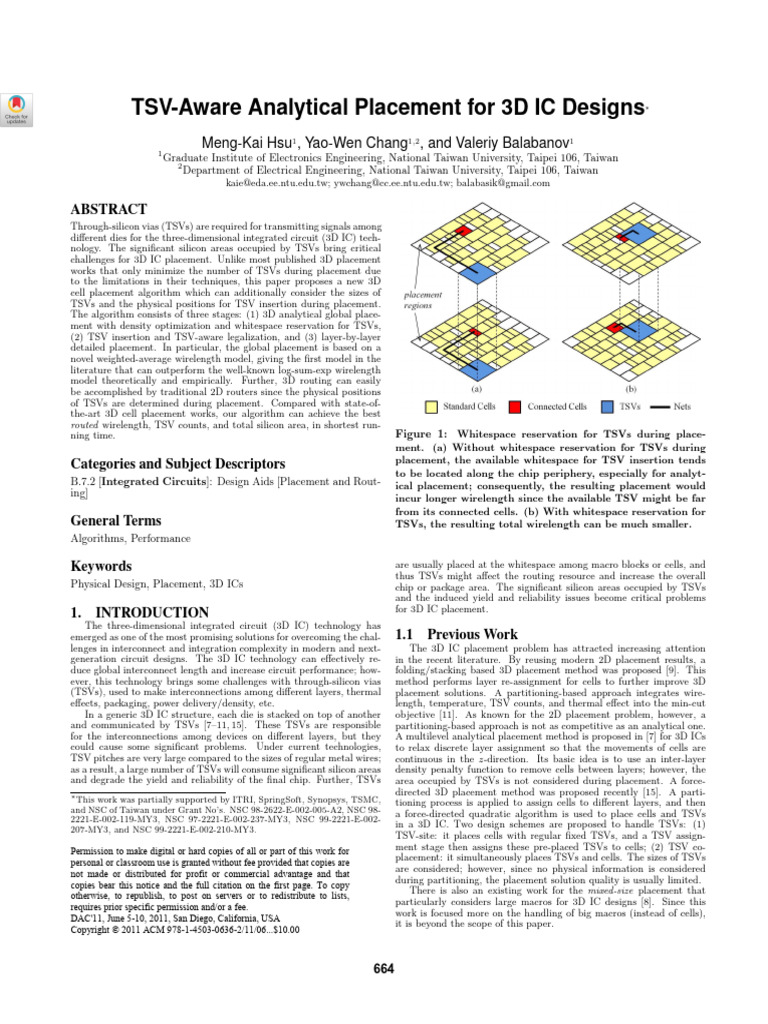 TSV-Aware Analytical Placement For 3D IC Designs | PDF | Integrated ...