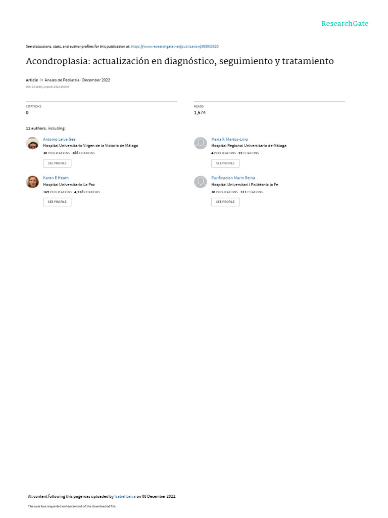 Acondroplasia Actualizaci N en Diagn Stico Seguimiento - 2022 - Anales de Pedi | PDF | Medicina ...