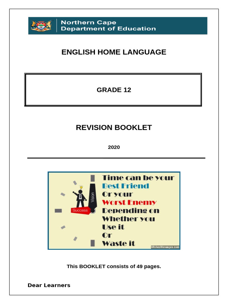 Grade 12 English Home Language Guide | PDF | Reading Comprehension ...