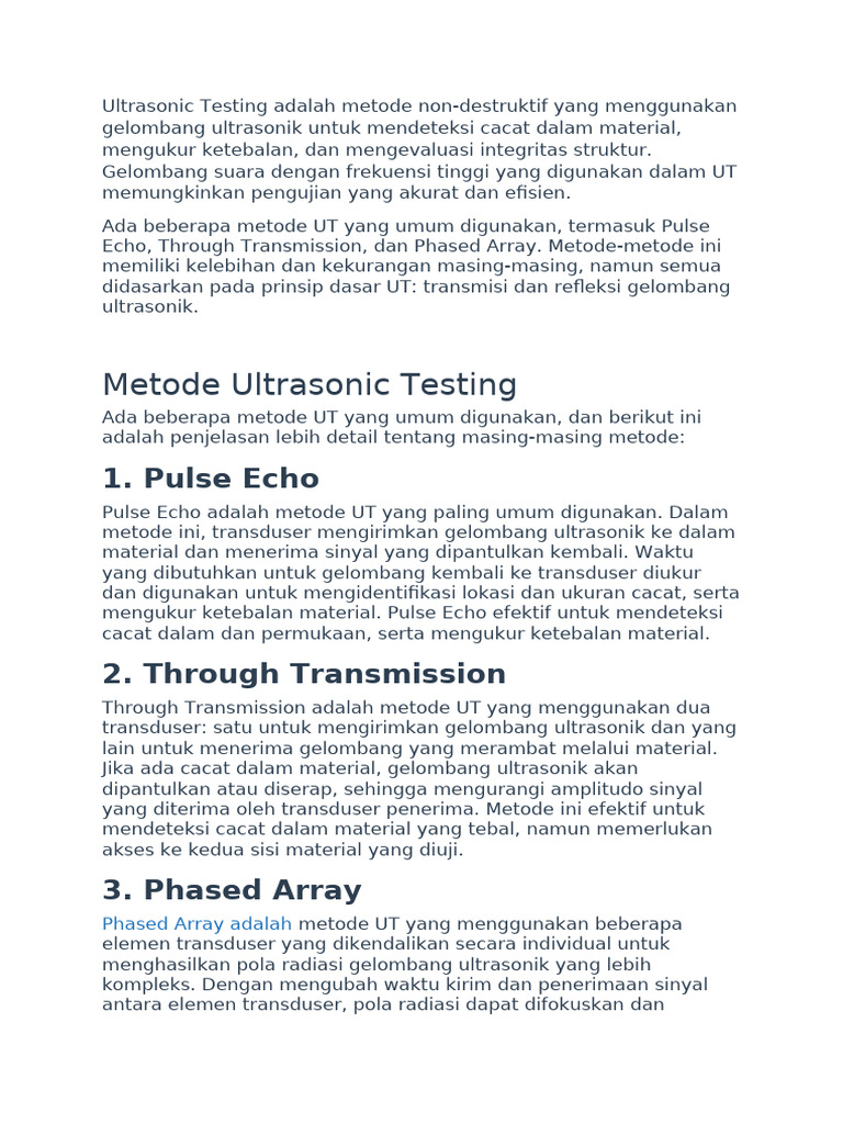 Ultrasonic Testing Adalah | PDF