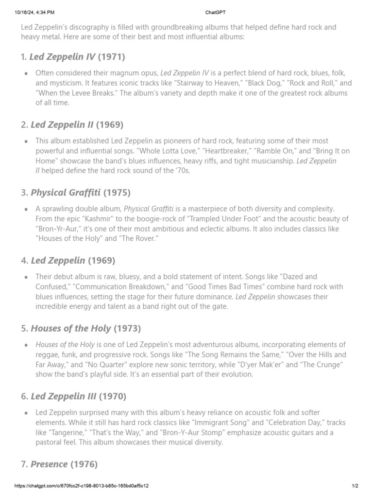 Best Led Zeppelin albums | PDF | Led Zeppelin | Jimmy Page