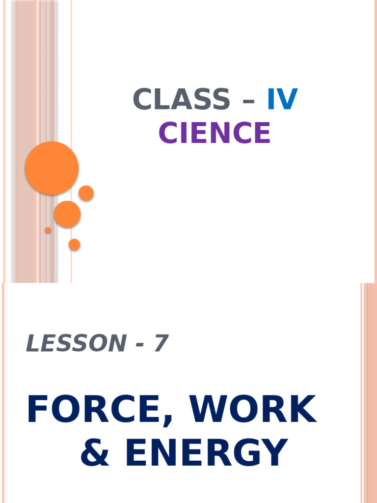 Lesson 7 Force, Work and Energy | PDF | Force | Friction
