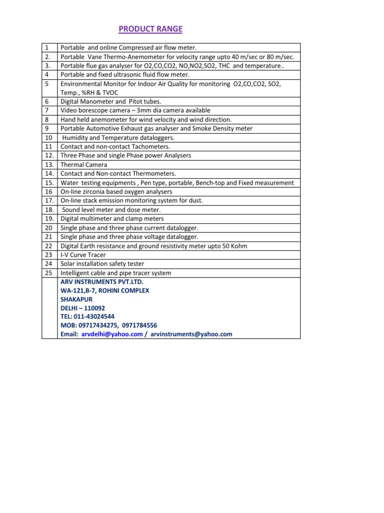 ARV-PRODUCT RANGE | PDF