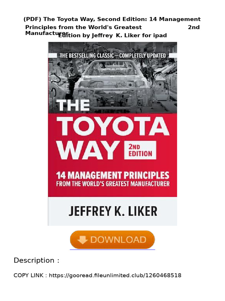 The Toyota Way Second Edition 14 Management Principles From The Worlds ...