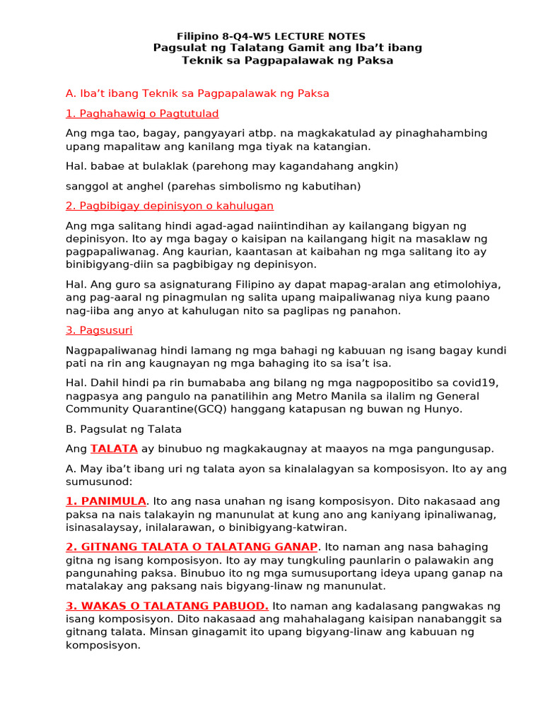 Aralin 5 Lecture Notes | PDF