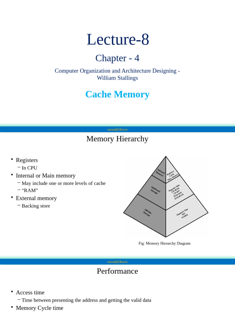 Lecutre-8 Cache Memory | PDF | Cpu Cache | Computer Data Storage