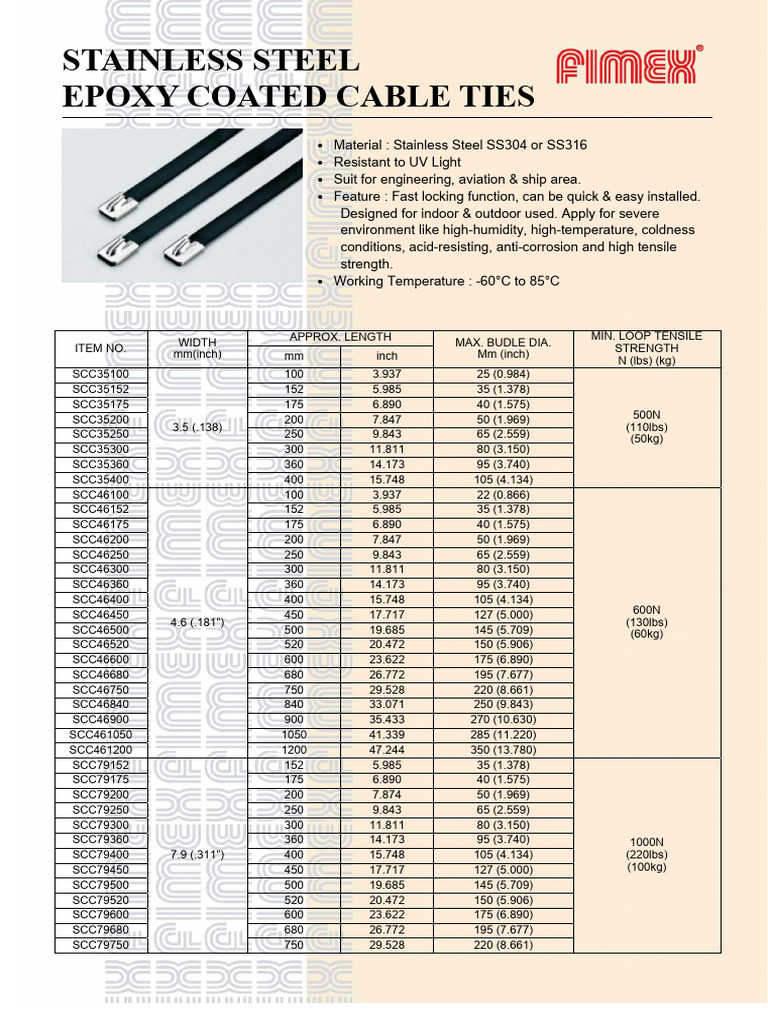 Stainless Steel Epoxy Coated Cable Ties | PDF | Stainless Steel ...