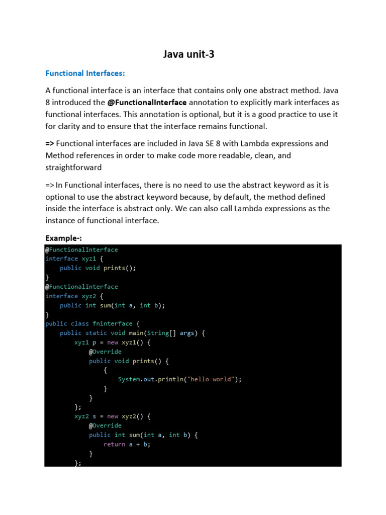 Unit-3 Java - Code | PDF | Anonymous Function | Method (Computer ... Unit-3 Java - Code | PDF | Anonymous Function | Method (Computer ...