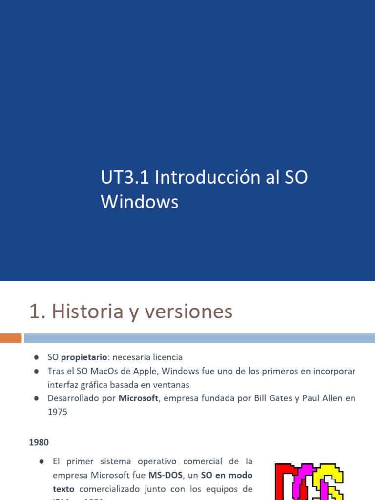 UT3.1 Introducción Al SO Windows | PDF | Microsoft Windows | Windows 10