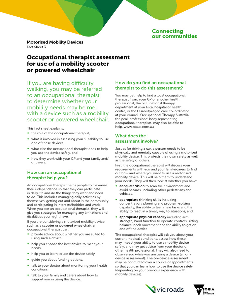 MMD 3 Occupational Therapist Assessment For Use of A Mobility Scooter ...