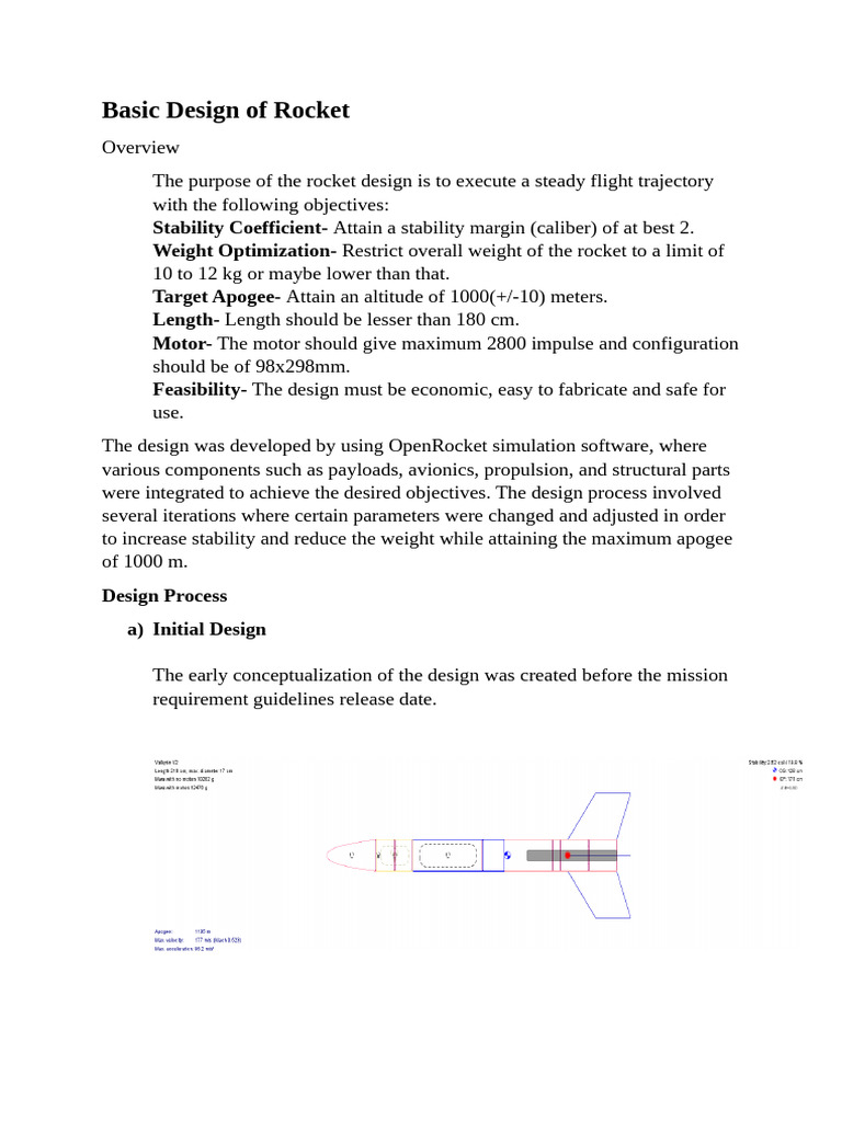 Basic Design of Rocket in Openrocket | PDF | Rocket | Flight