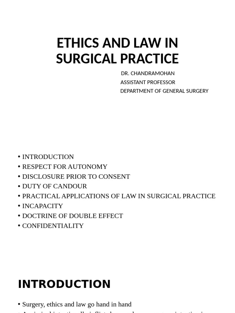 Ethics and Law in Surgical Practice | PDF | Informed Consent ...