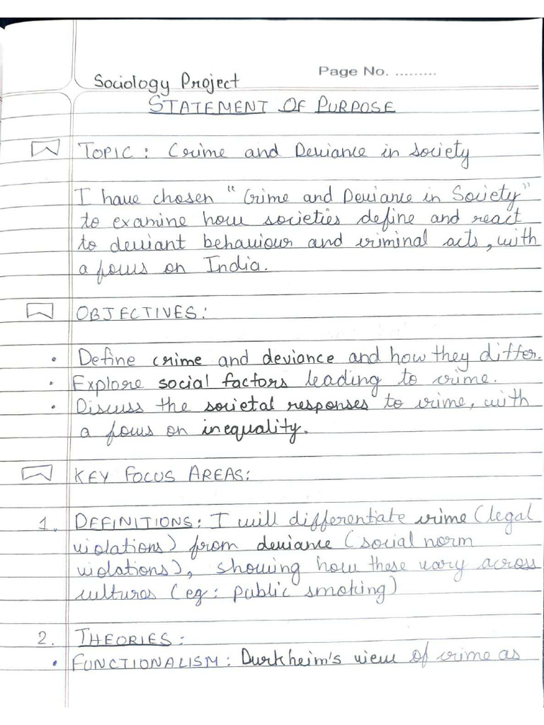 Sociology Project (Statement of Purpose) | PDF