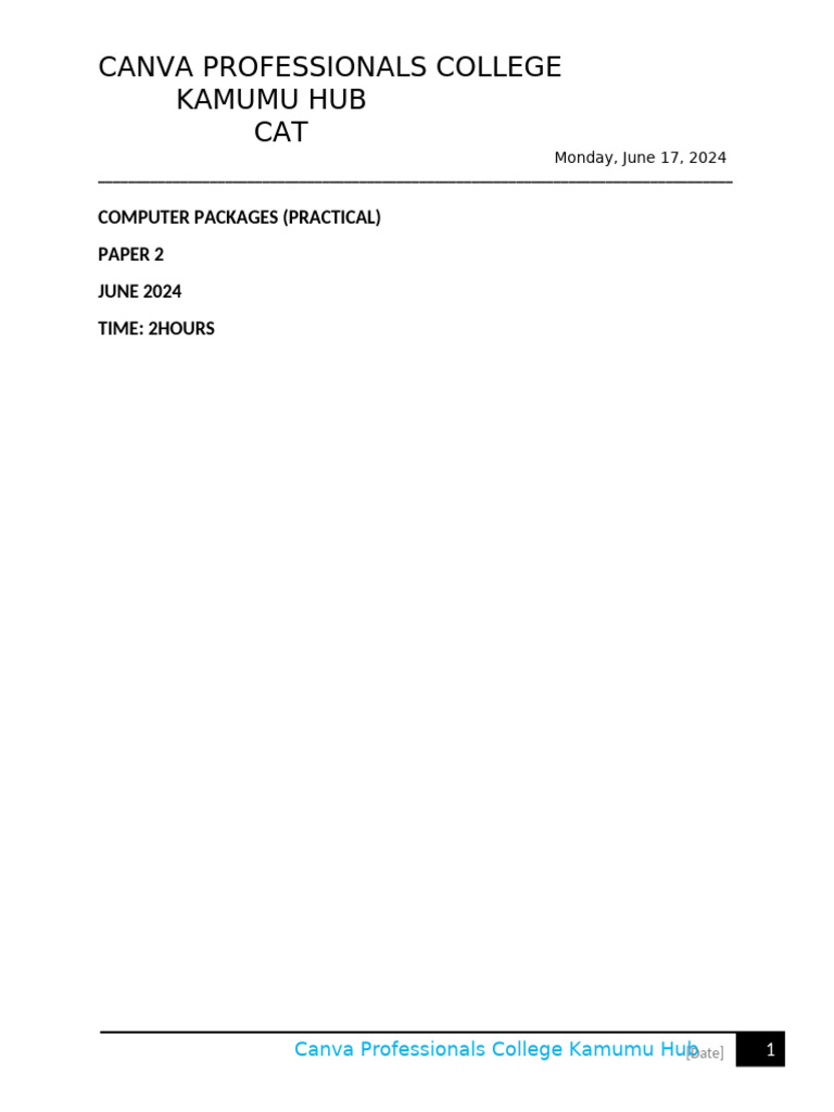 Canva Computer Packages Exam Paper | PDF